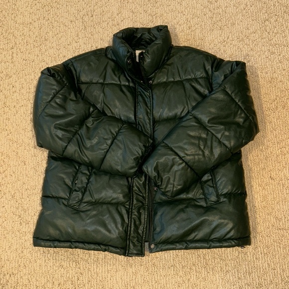 a new day | Jackets & Coats | Dark Green Pleather Quilted Jacket | Poshmark
